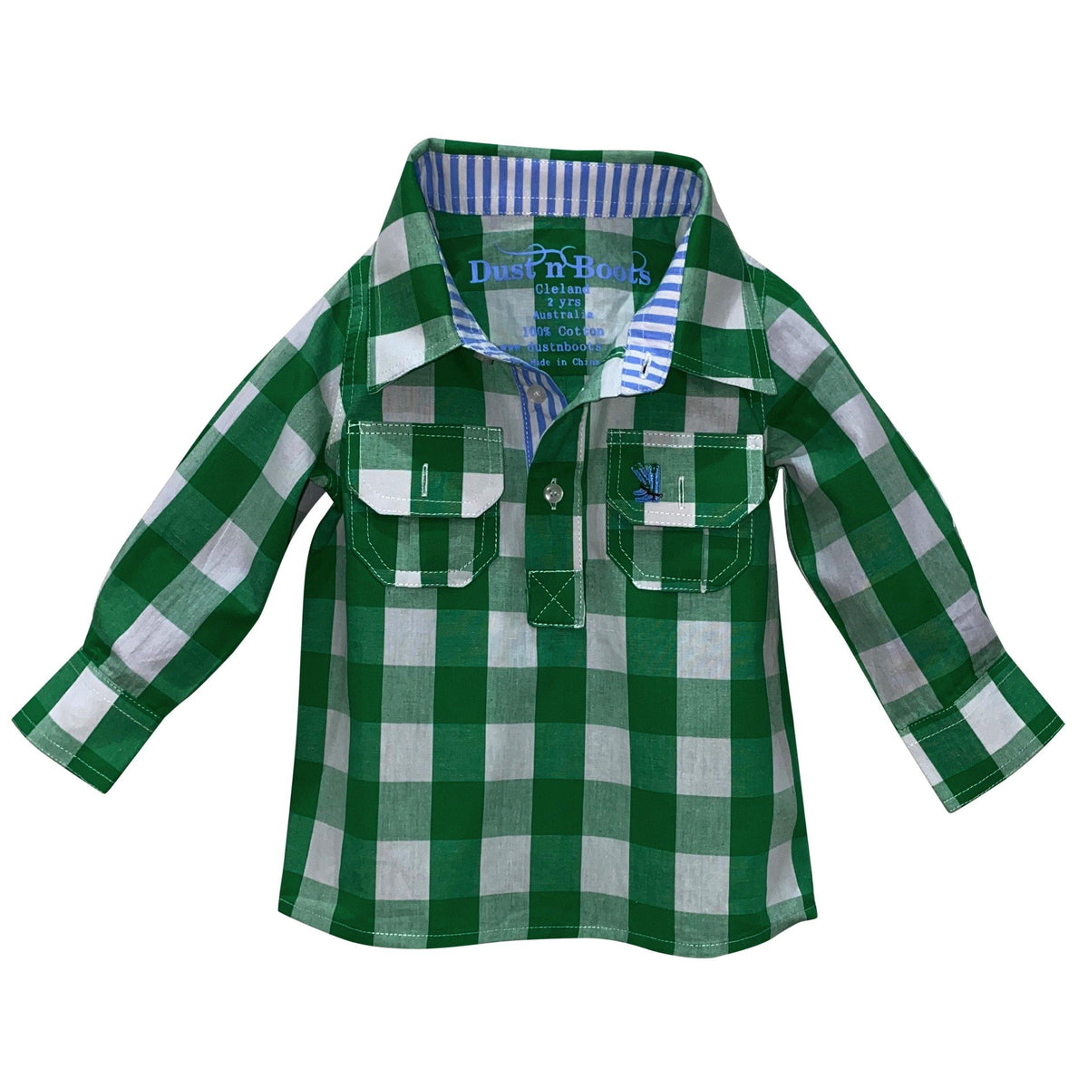 Kids I-Large Green Check – Dust N Boots