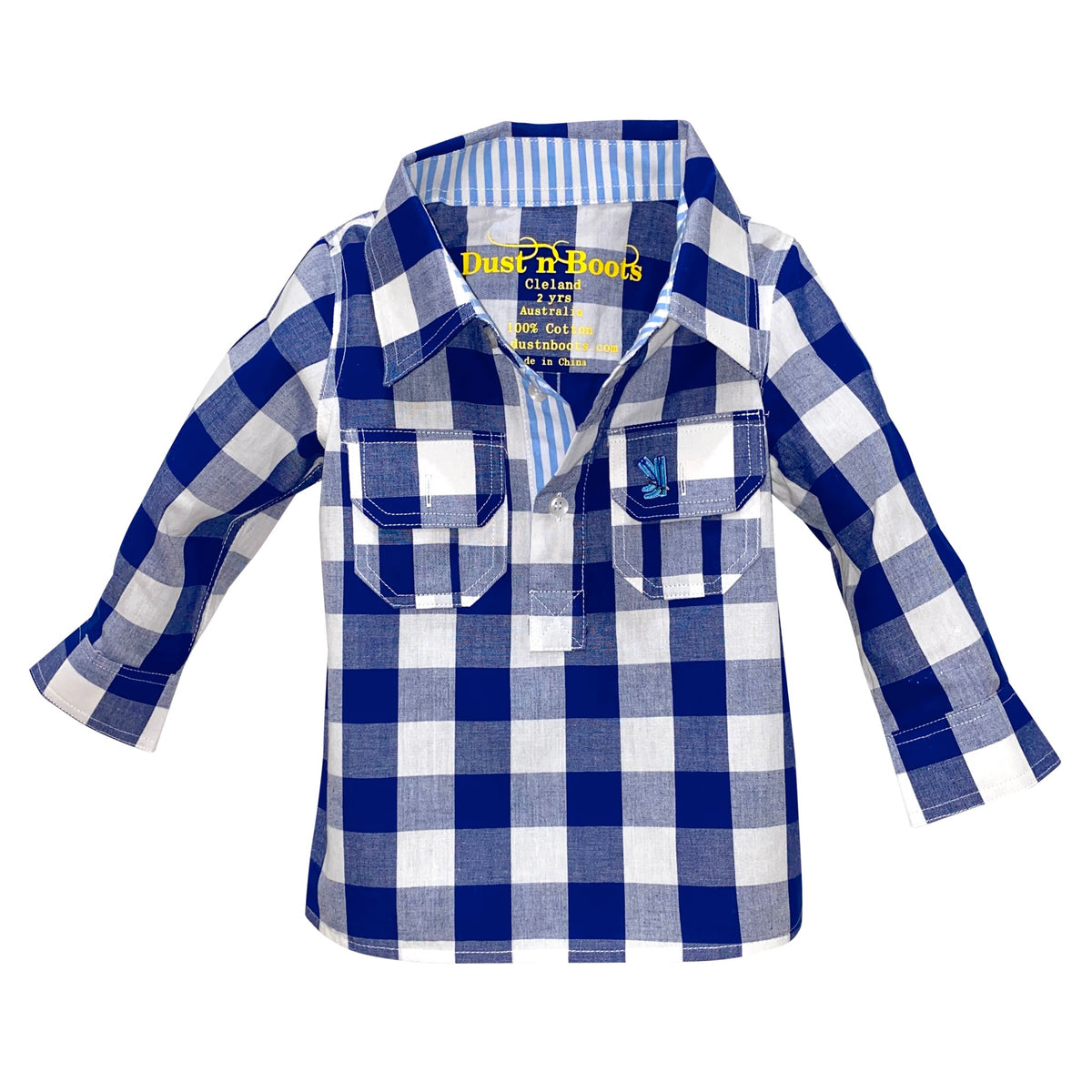 Kids L-Large Cobalt Check – Dust N Boots